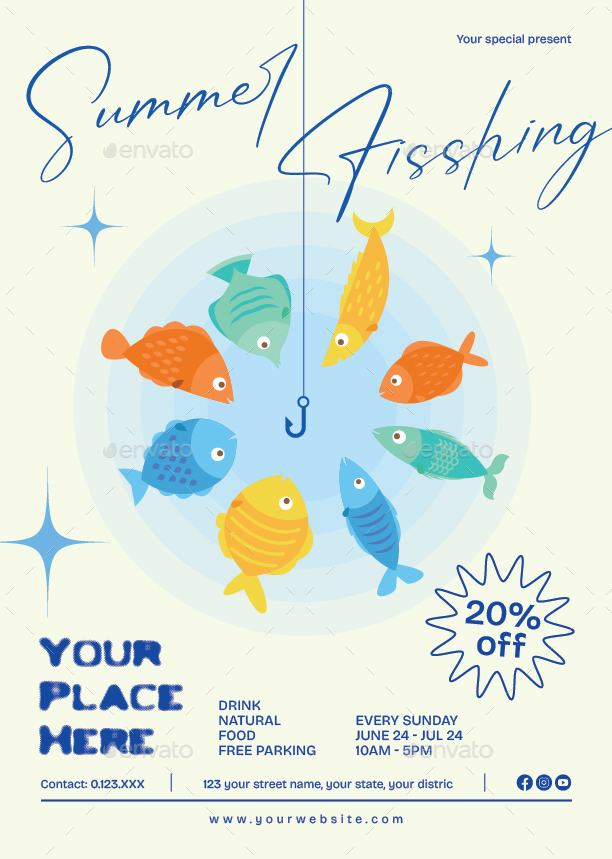Summer Fishing Flyer, Print Templates | GraphicRiver