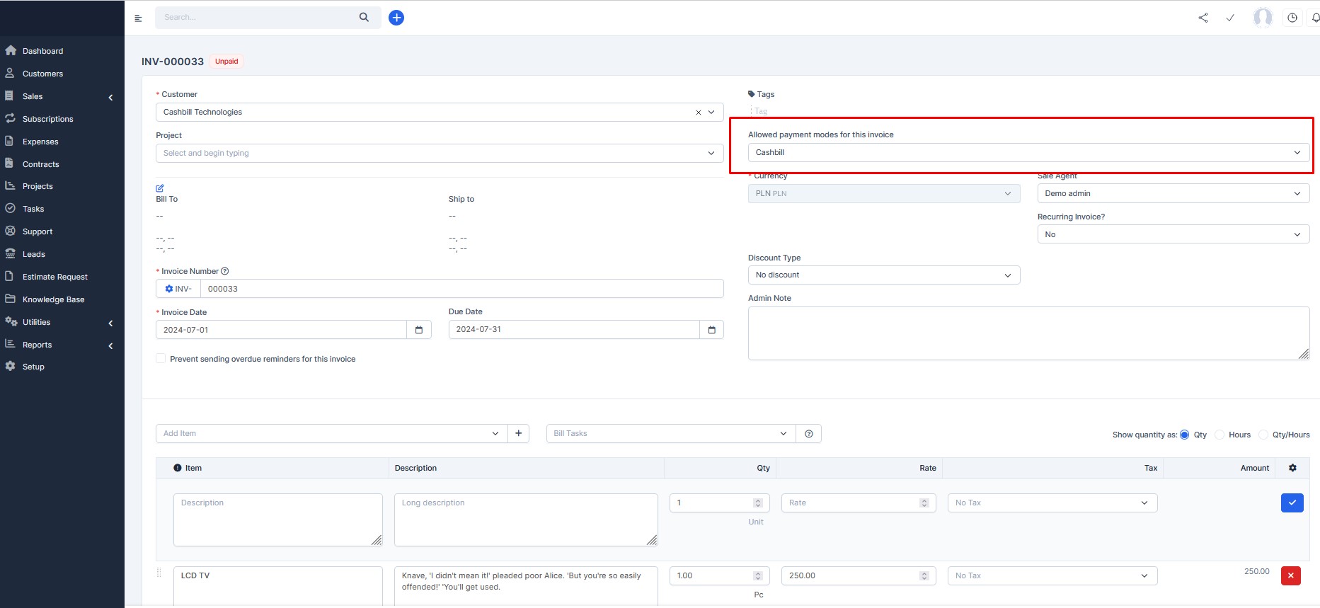 Cashbill Payment Gateway Module For Perfex Crm By 7edgetech Codecanyon