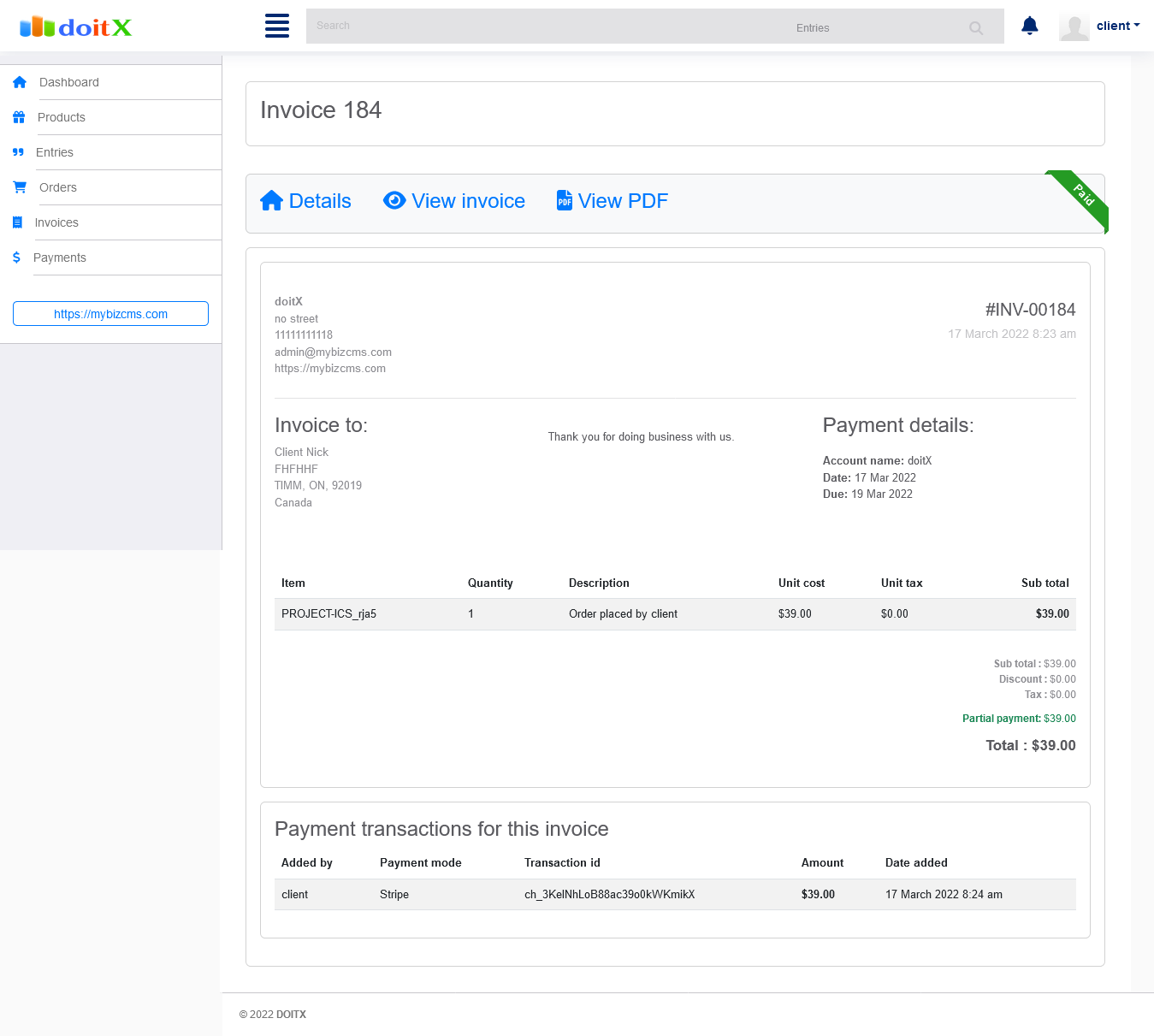 doitX Clients - doitX Addon with Online Payment Gateways by mybizcms
