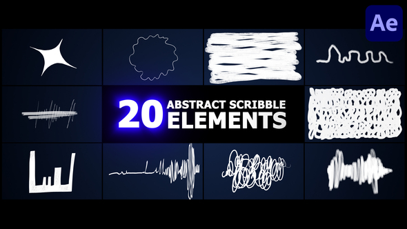 Abstract Scribble Elements | After Effects, After Effects Project Files