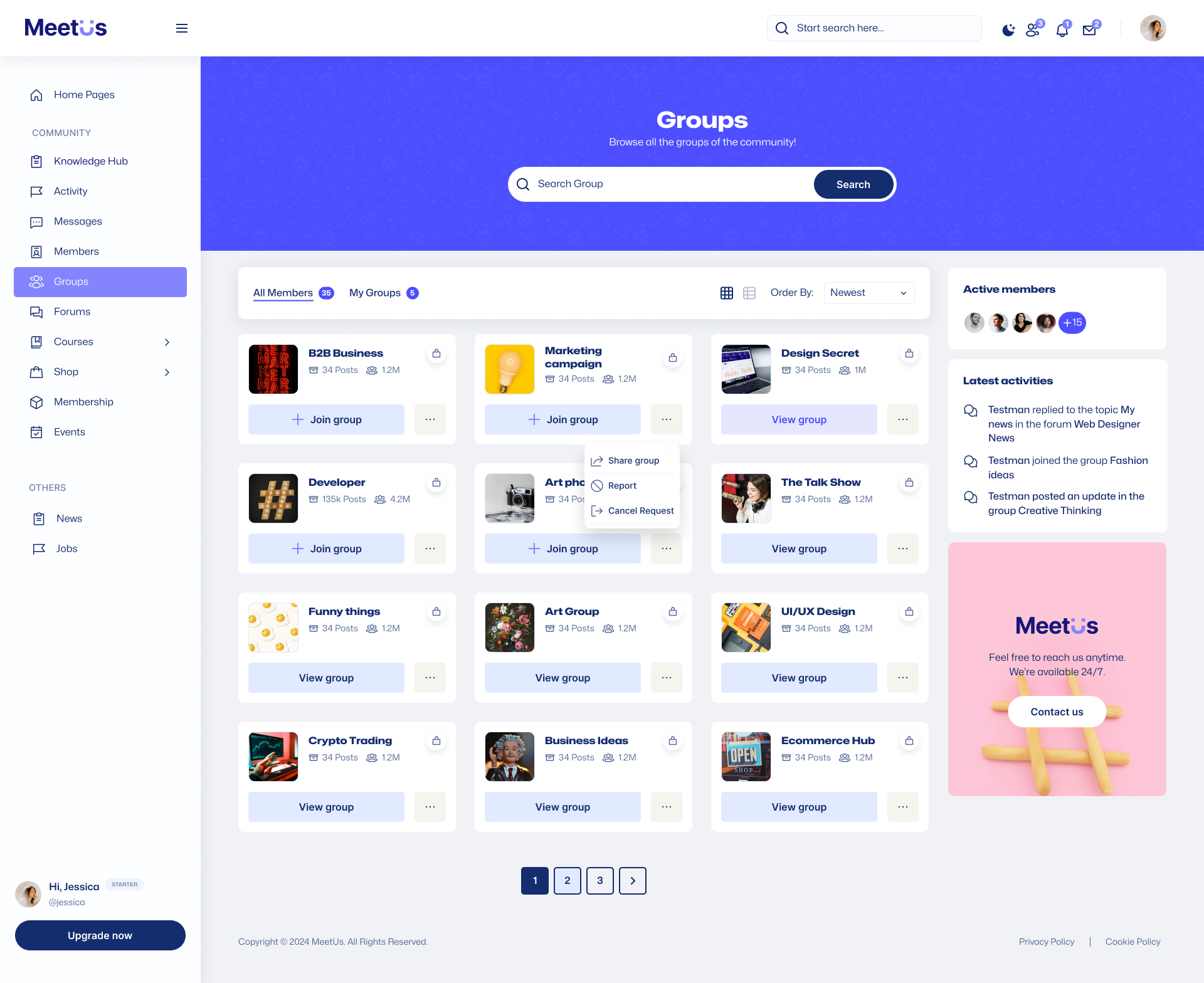 MeetUs - Social Network & Community Figma Template by jwsthemes | ThemeForest