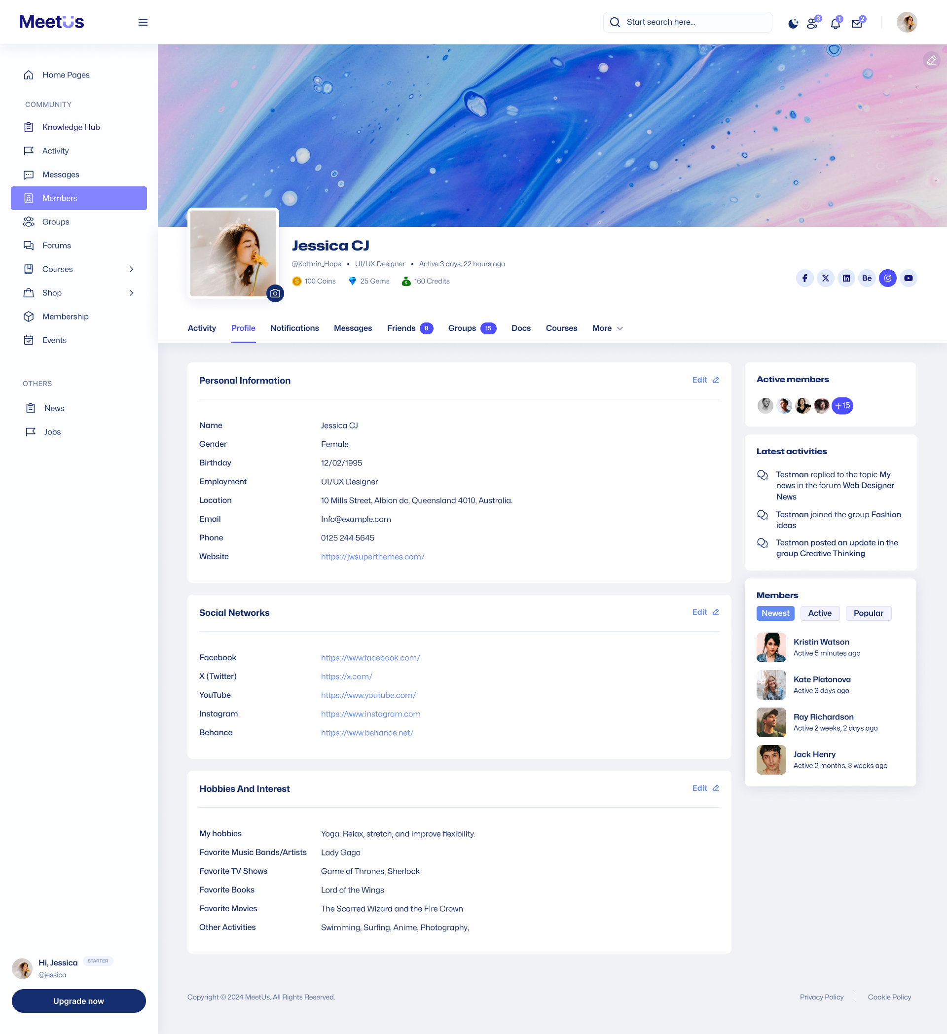 MeetUs - Social Network & Community Figma Template by jwsthemes ...