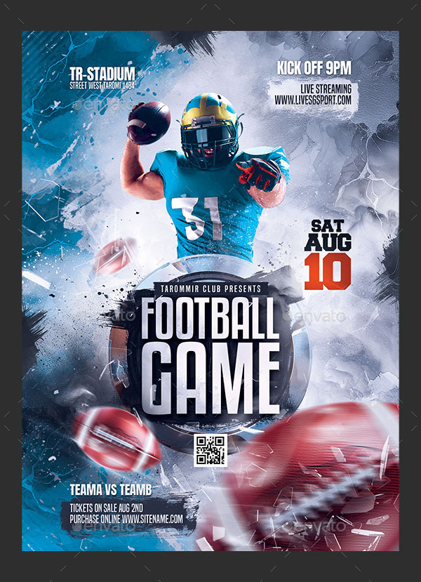 Football Game Flyer, Print Templates | GraphicRiver