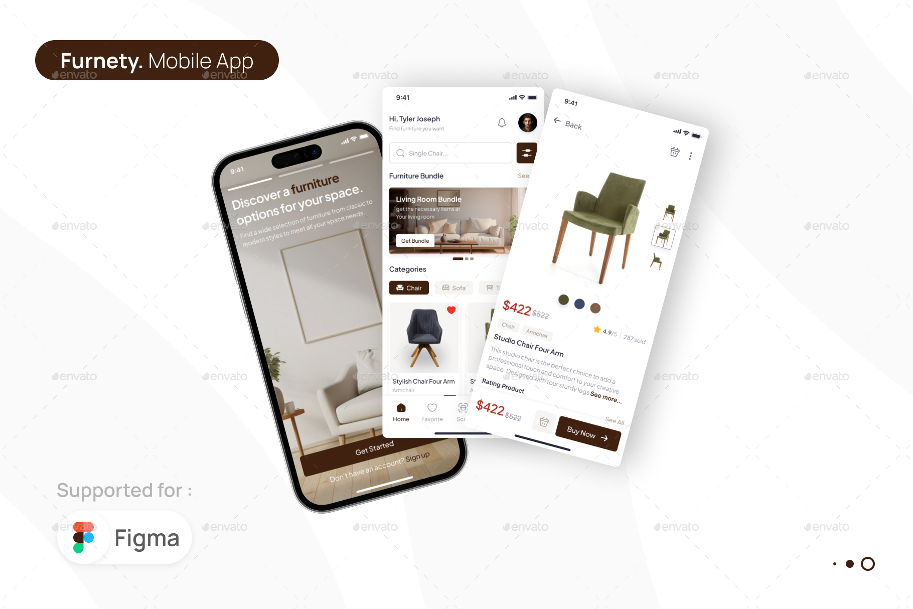 Furnety - Furniture Mobile App UI Kit, Web Elements | GraphicRiver