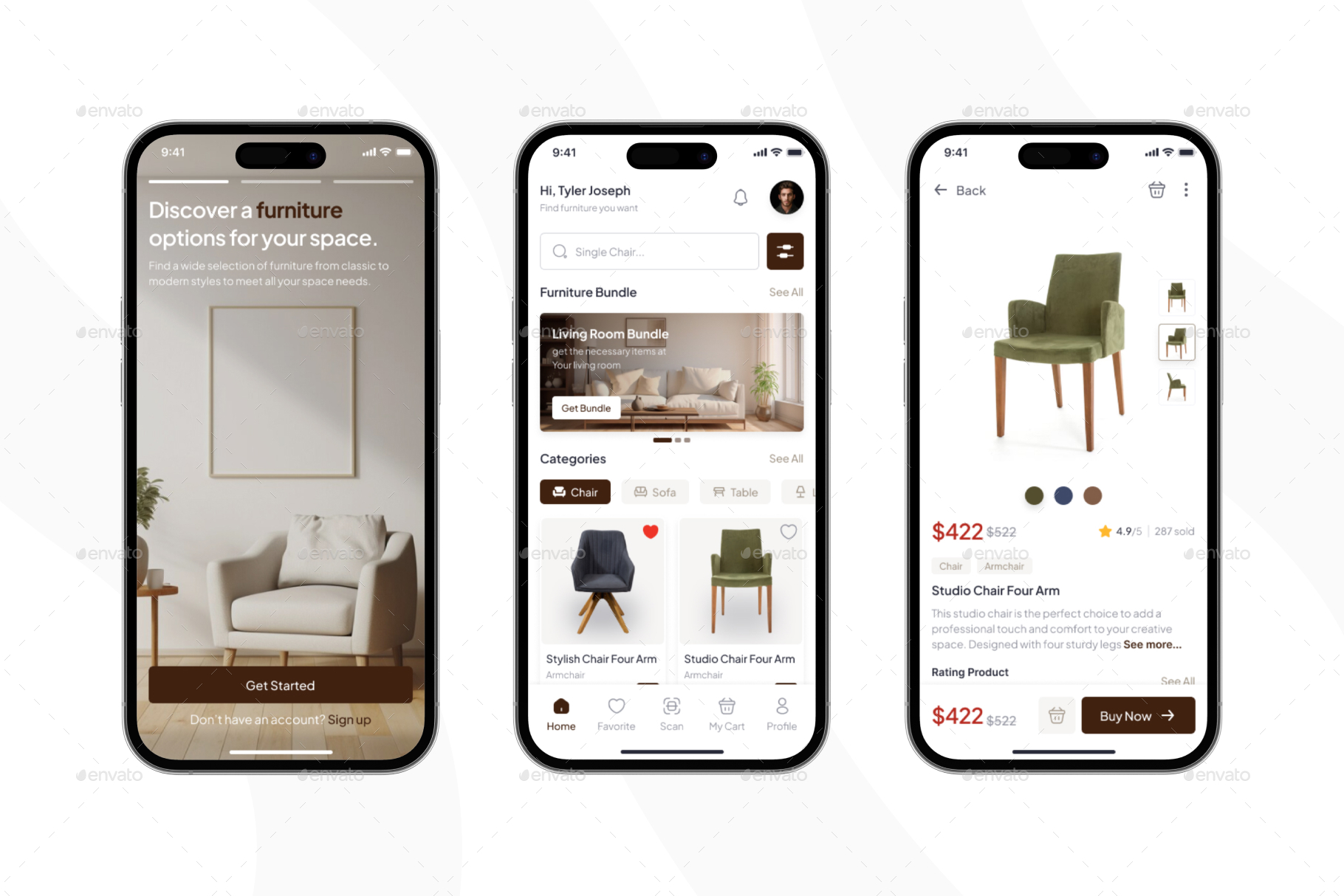 Furnety - Furniture Mobile App UI Kit, Web Elements | GraphicRiver
