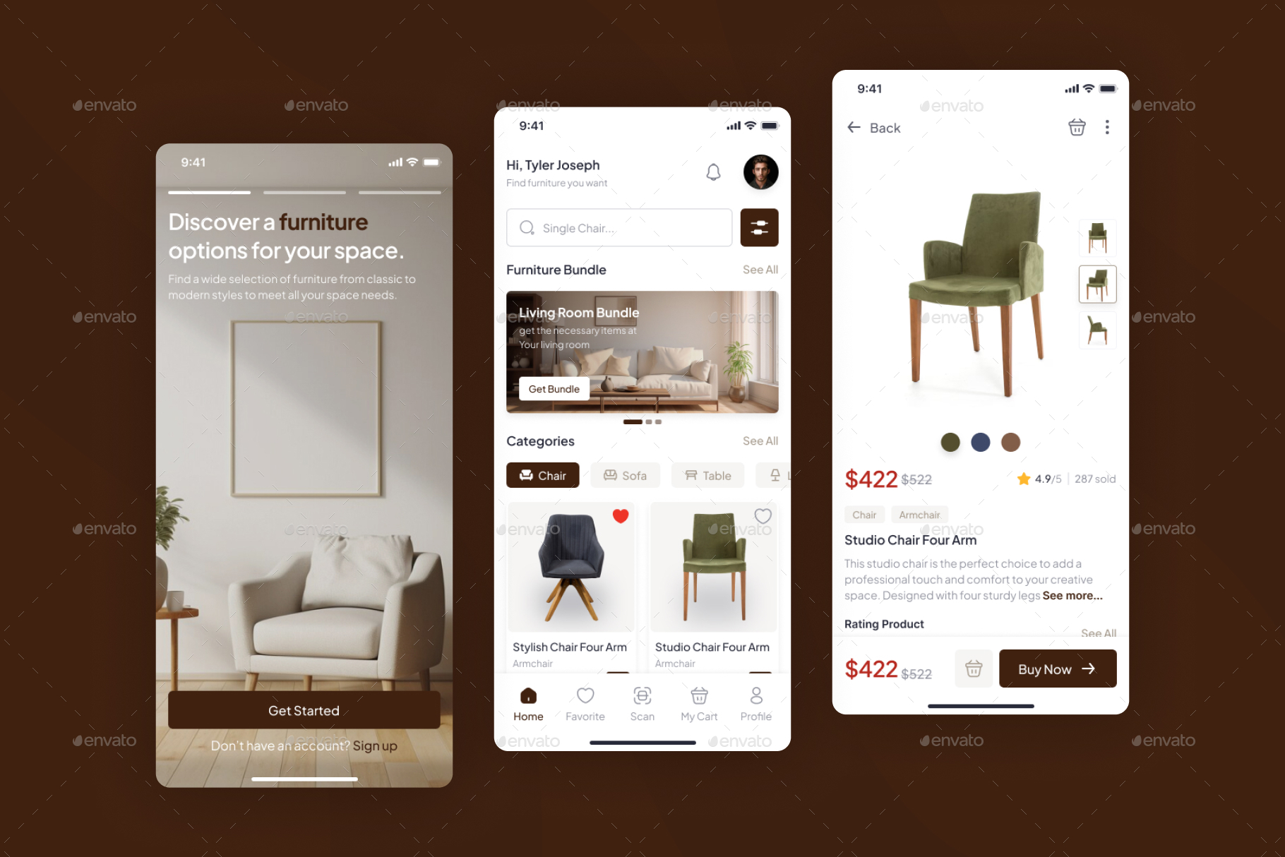 Furnety - Furniture Mobile App UI Kit, Web Elements | GraphicRiver