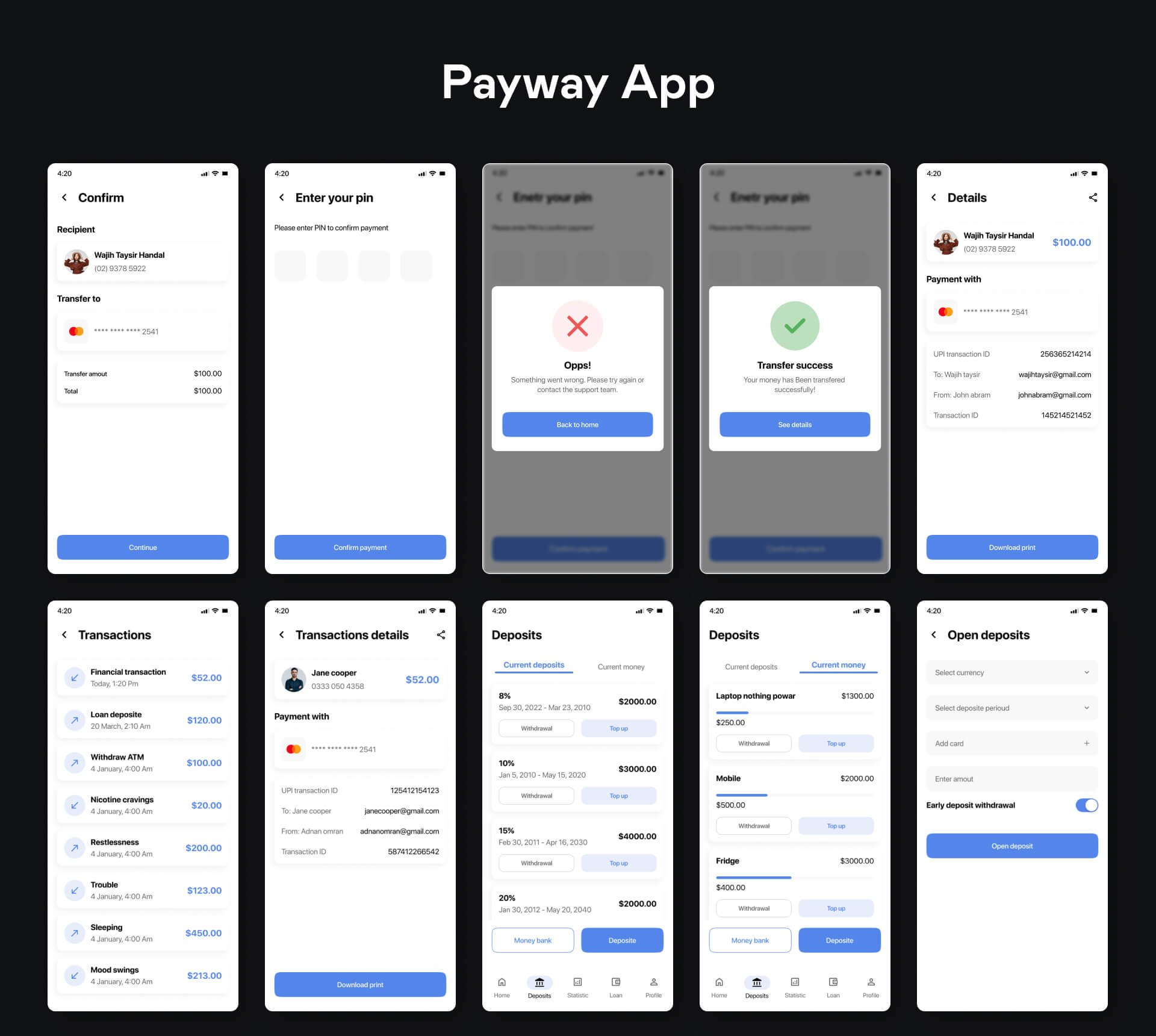 Payway UI template | Pay & Transfer Money template in Flutter | Digital ...