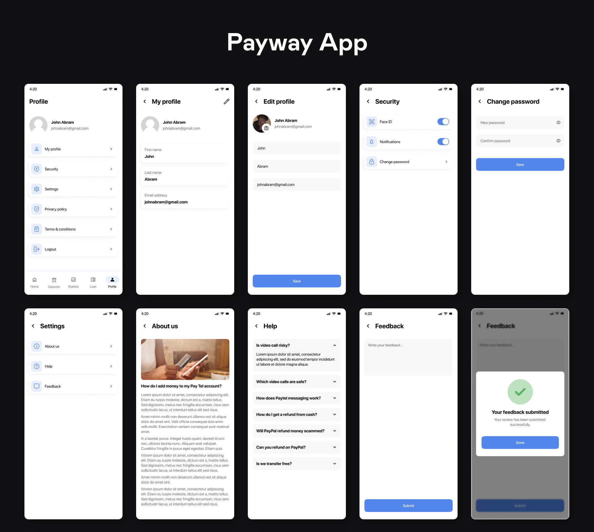 Payway UI template | Pay & Transfer Money template in Flutter | Digital ...