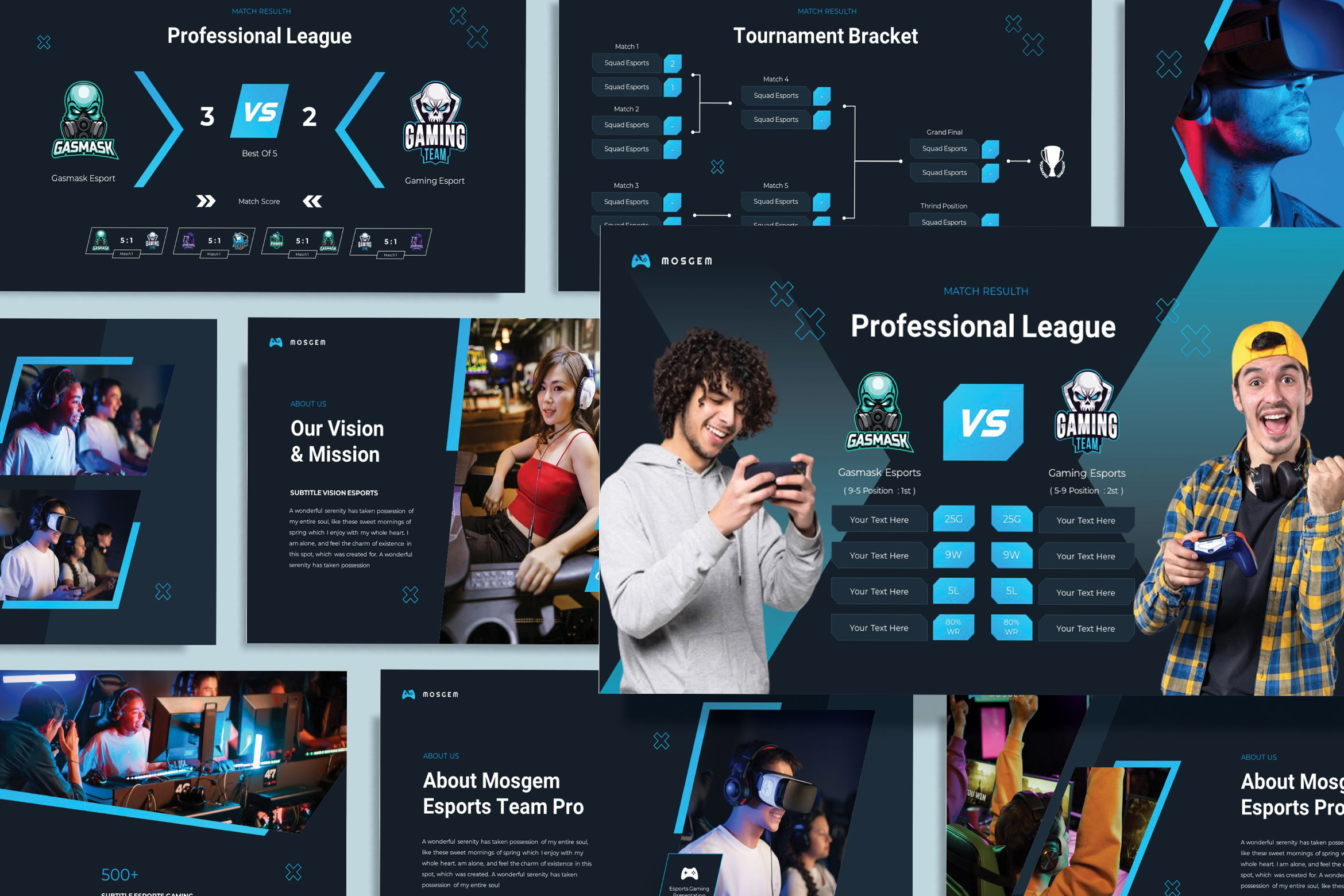 Mosgem - Esports Gaming PowerPoint Template, Presentation Templates