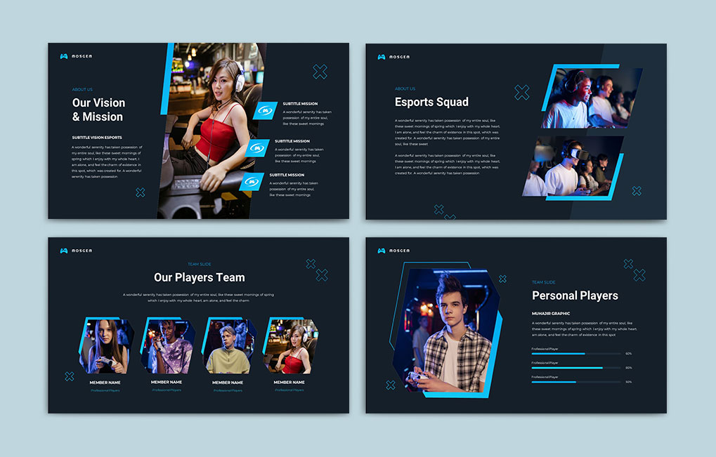 Mosgem - Esports Gaming PowerPoint Template, Presentation Templates