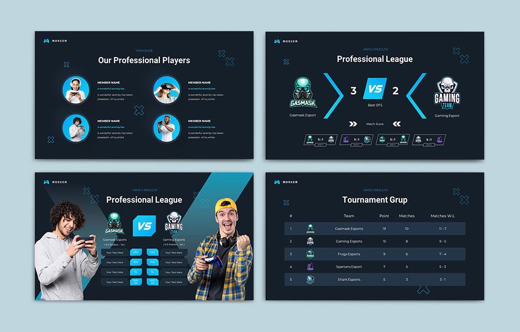Mosgem - Esports Gaming PowerPoint Template, Presentation Templates