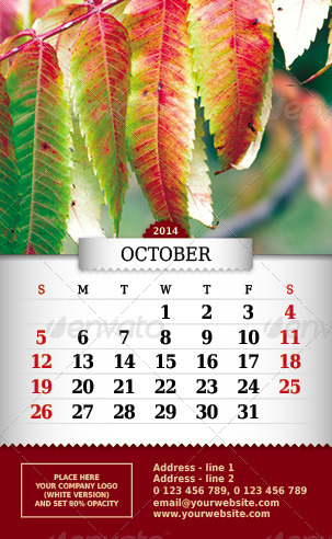 2014 - Vertical Desktop Calendar, Print Templates | GraphicRiver