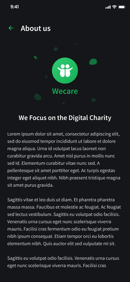 Wecare Pro - Donation, Charity, & Fundraising React Native CLI App Ui Kit by lalaWeb