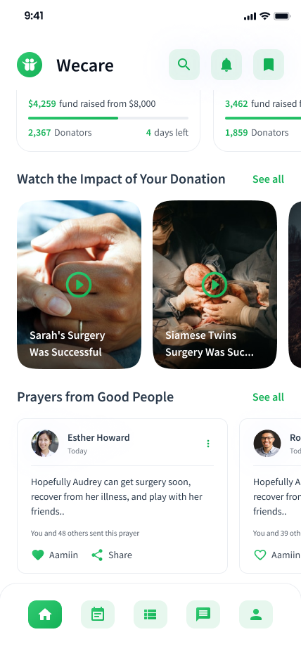 Wecare - Donation, Charity, & Fundraising React Native CLI App Ui Kit by lalastudio12