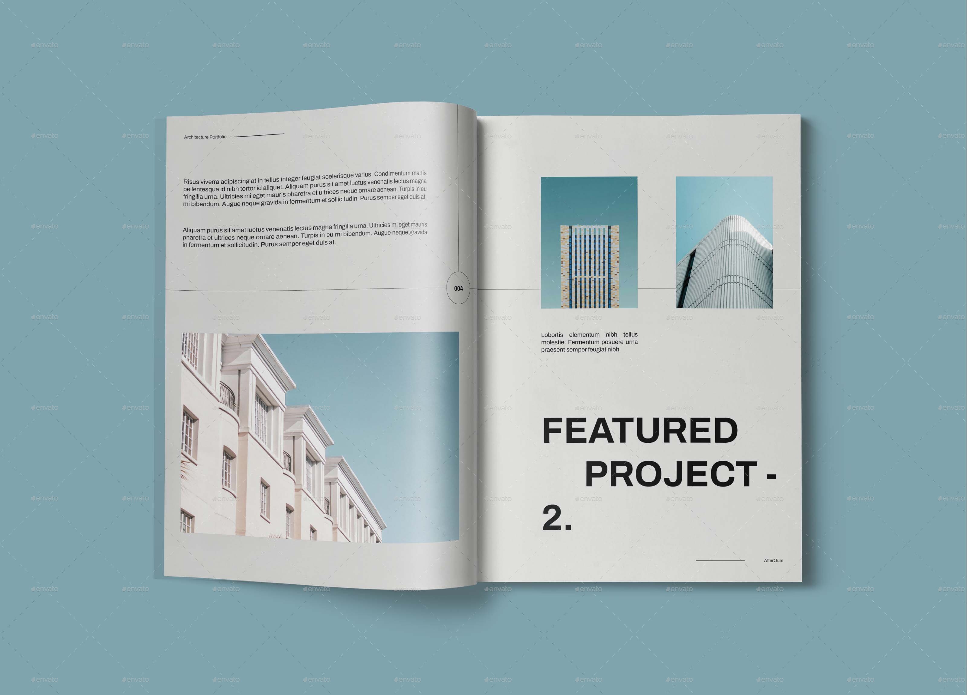 Blue Cream Minimalist Outline Architecture Portfolio, Print Templates