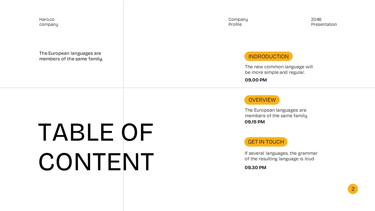 Orange White Black Modern Creative Company Profile Key Note ...