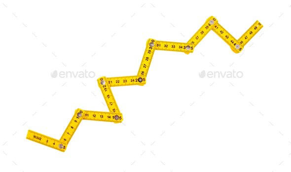 Yellow measure ruler isolated on white, transparent, Construction tool ...