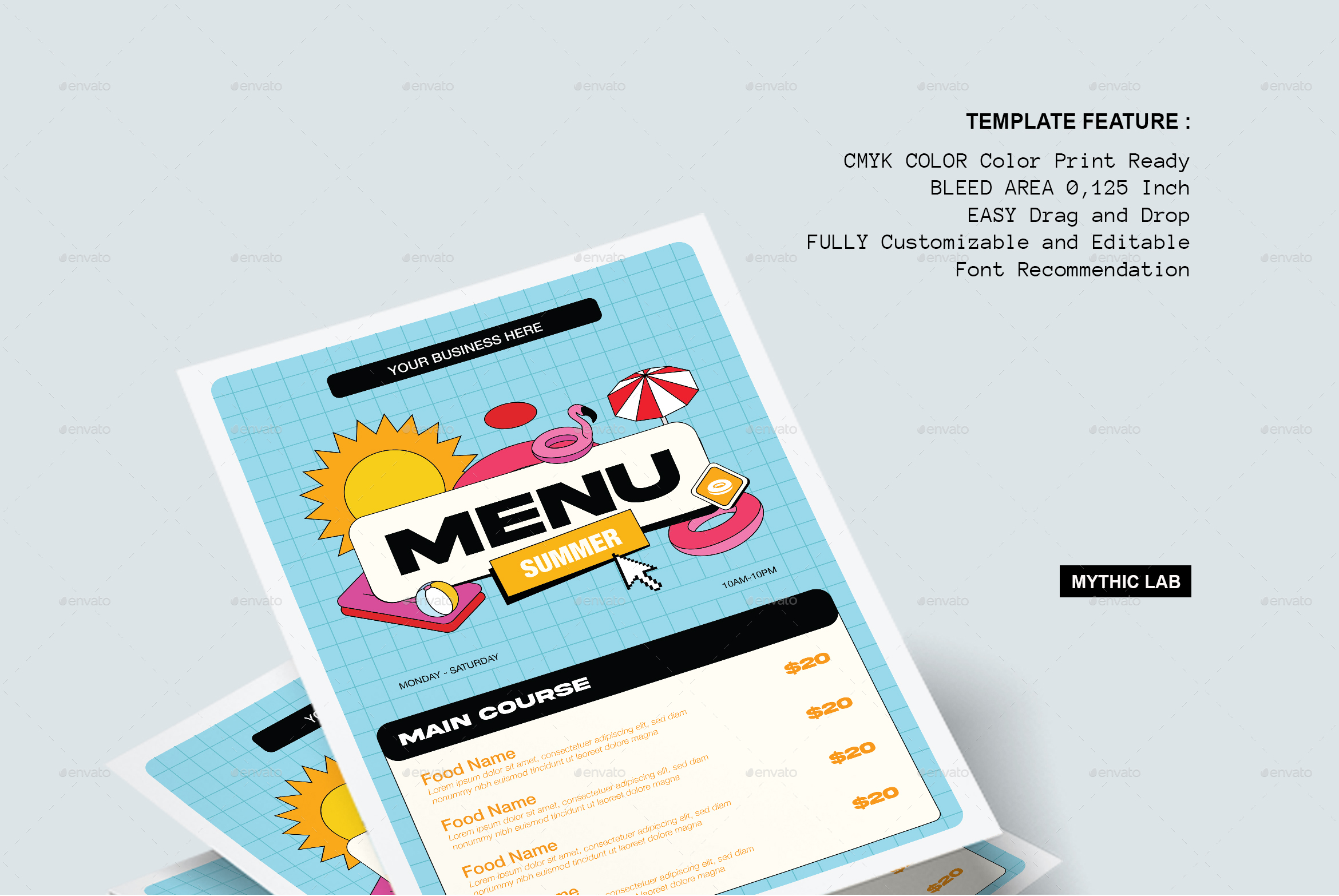 Summer Food Menu, Print Templates | GraphicRiver