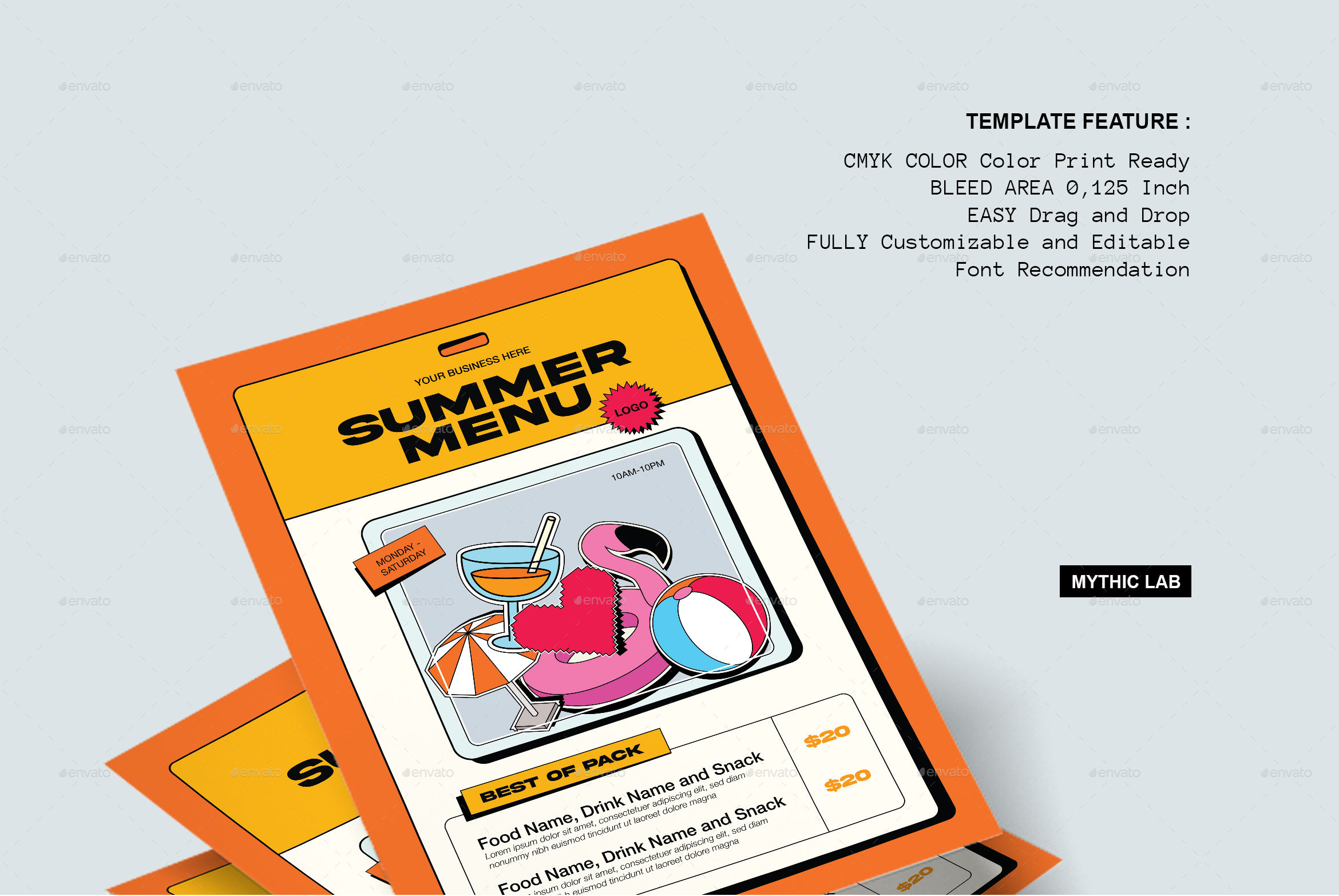 Summer Week Food Menu, Print Templates | GraphicRiver