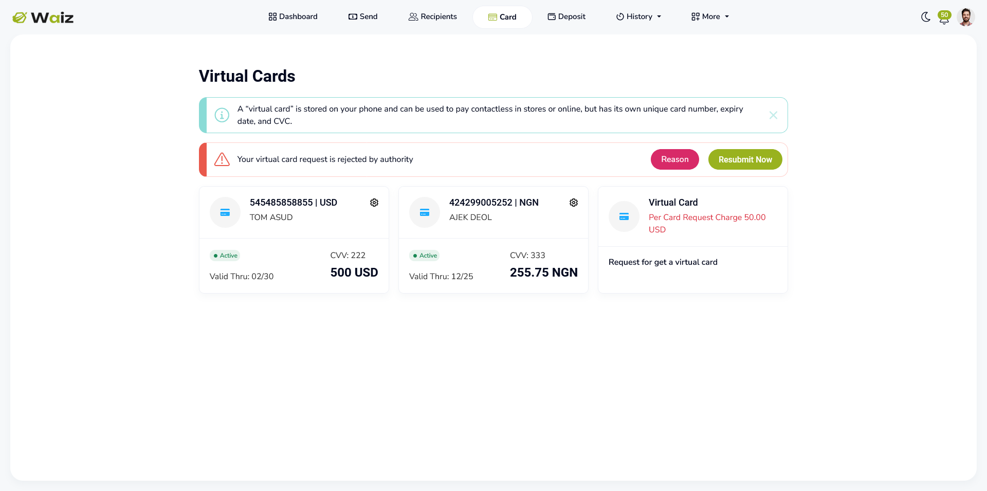 Waiz - Digital Wallet and Remittance App and Website with Admin Panel by bug-finder