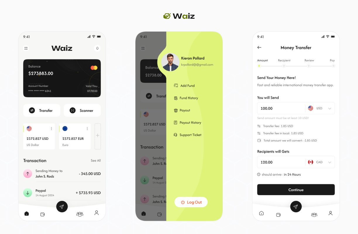Waiz - Digital Wallet and Remittance App and Website with Admin Panel by bug-finder