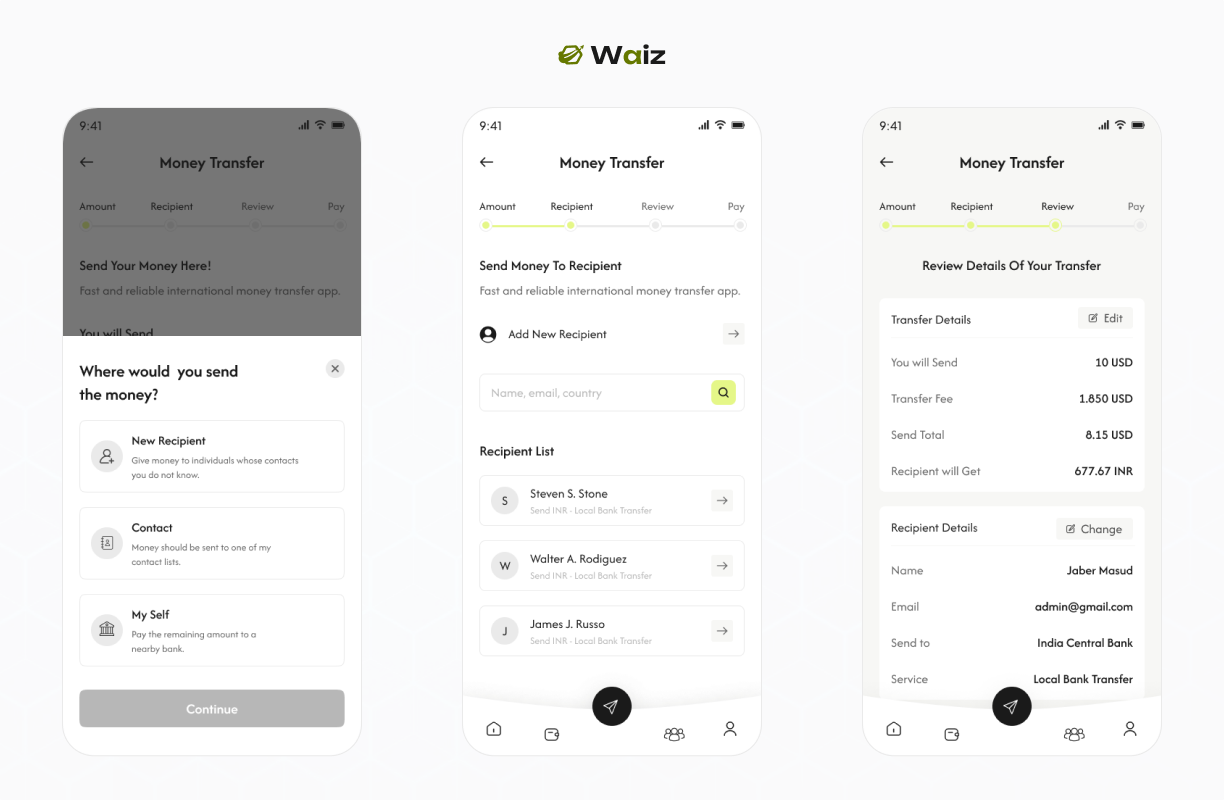 Waiz - Digital Wallet and Remittance App and Website with Admin Panel by bug-finder