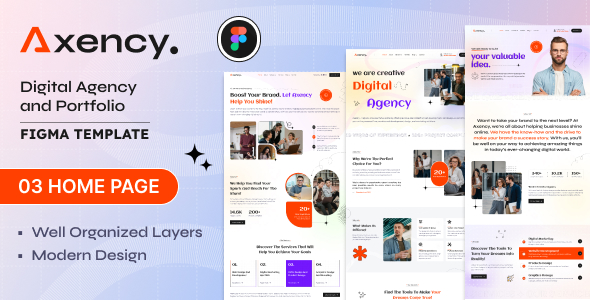 Axency - Digital Agency & Portfolio Figma Template by softitheme ...