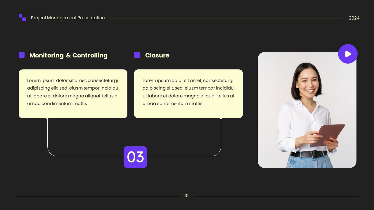Black Purple Cream Project Management PowerPoint Presentation ...