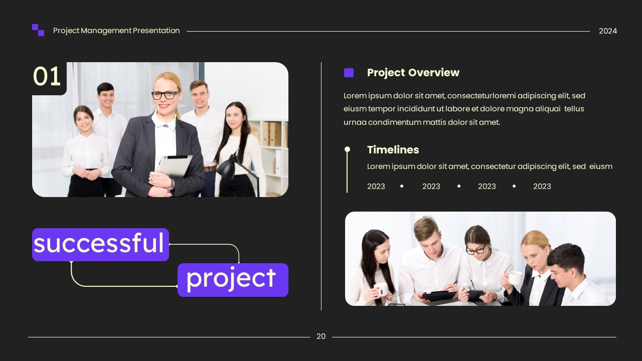 Black Purple Cream Project Management PowerPoint Presentation ...