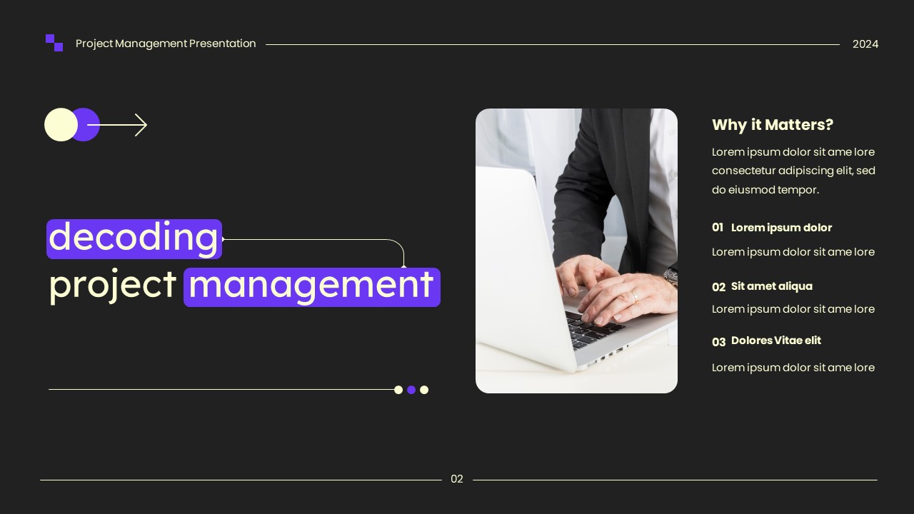 Black Purple Cream Project Management PowerPoint Presentation ...
