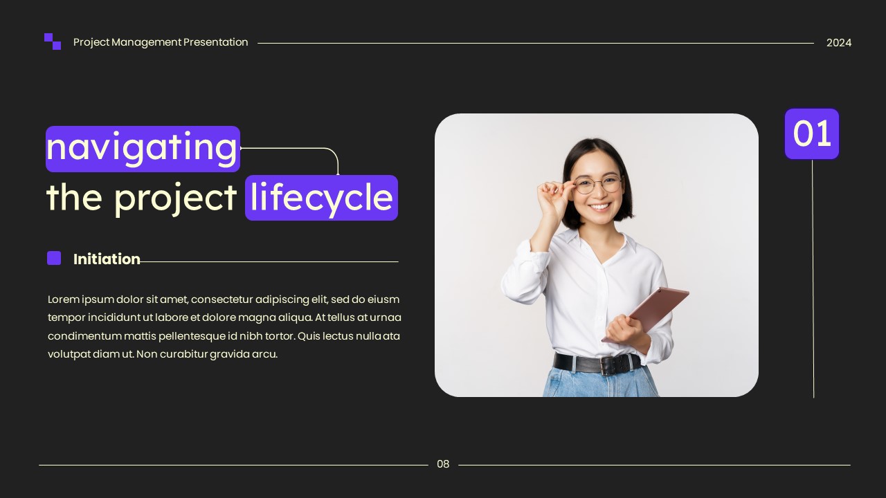Black Purple Cream Project Management Keynote Presentation ...