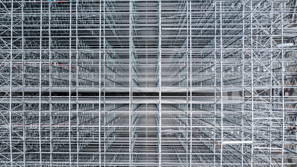 Aerial view scaffolding building and construction, Scaffolding at ...