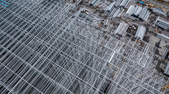 Aerial view scaffolding building and construction, Scaffolding at ...