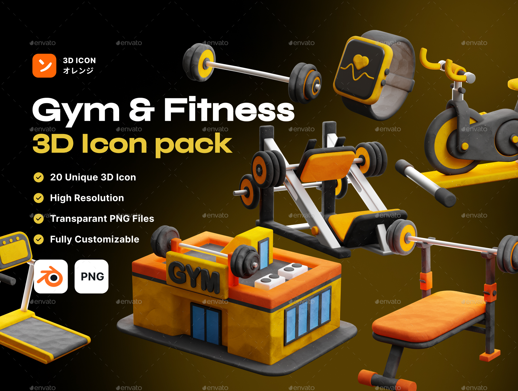 Gym and Fitness 3D Icon pack, Graphics | GraphicRiver