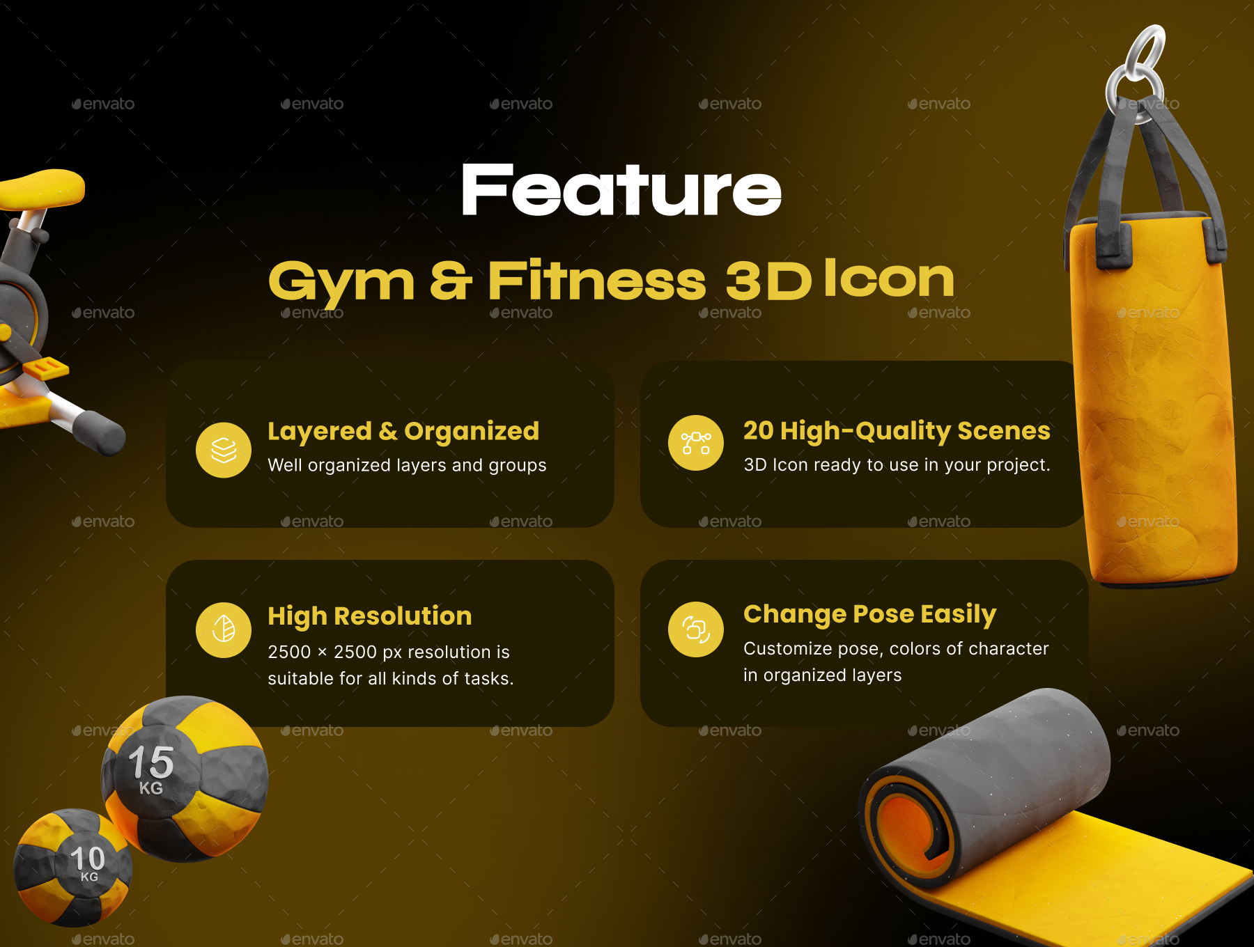 Gym and Fitness 3D Icon pack, Graphics | GraphicRiver