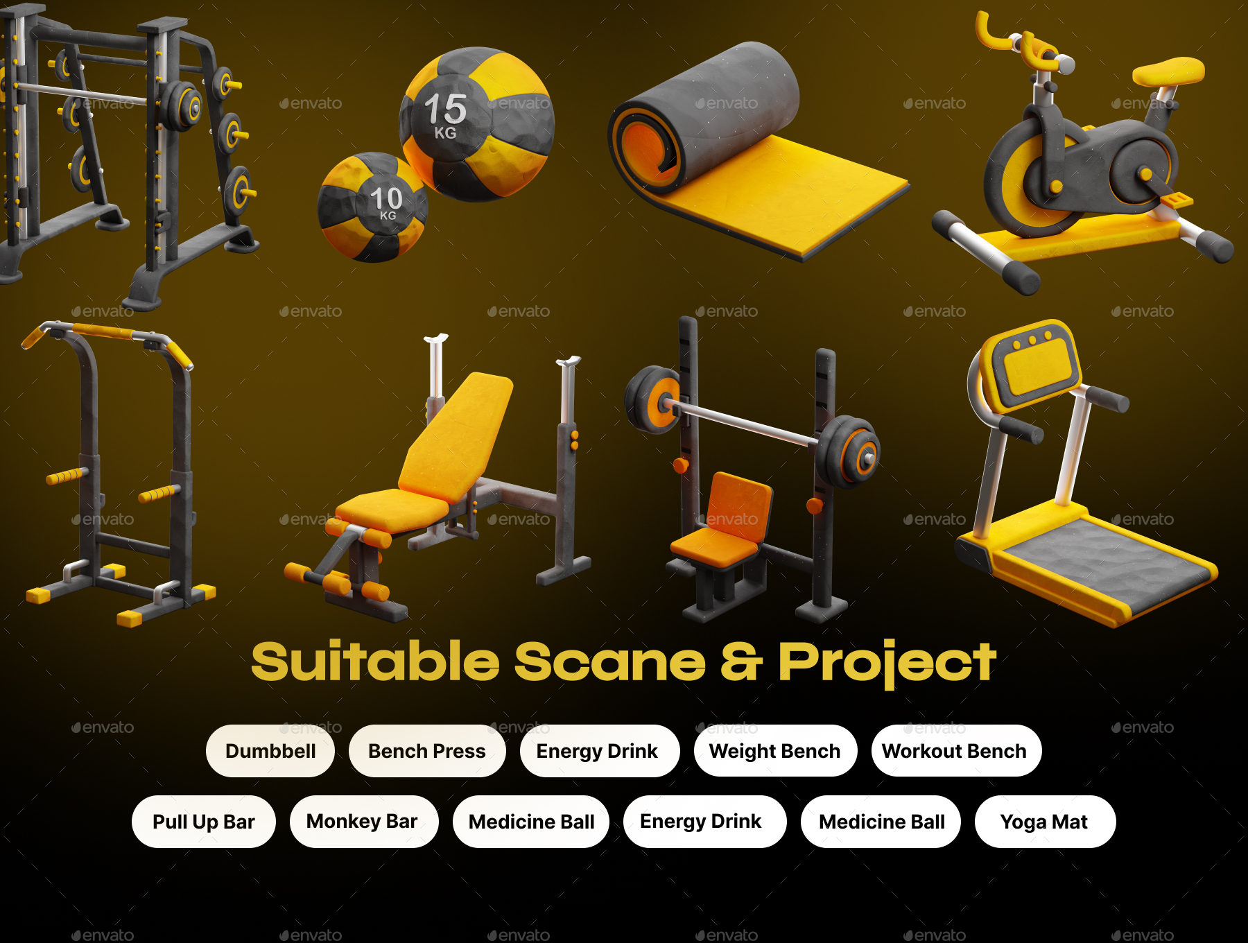 Gym and Fitness 3D Icon pack, Graphics | GraphicRiver