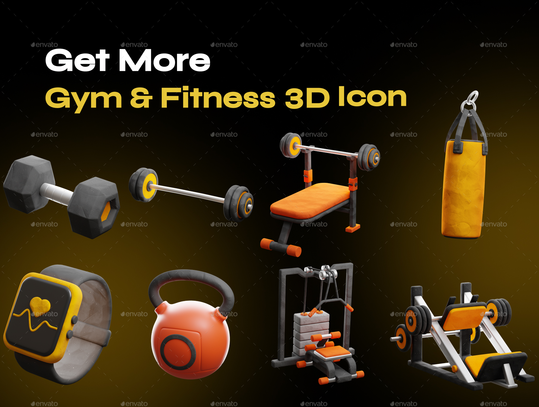 Gym and Fitness 3D Icon pack, Graphics | GraphicRiver