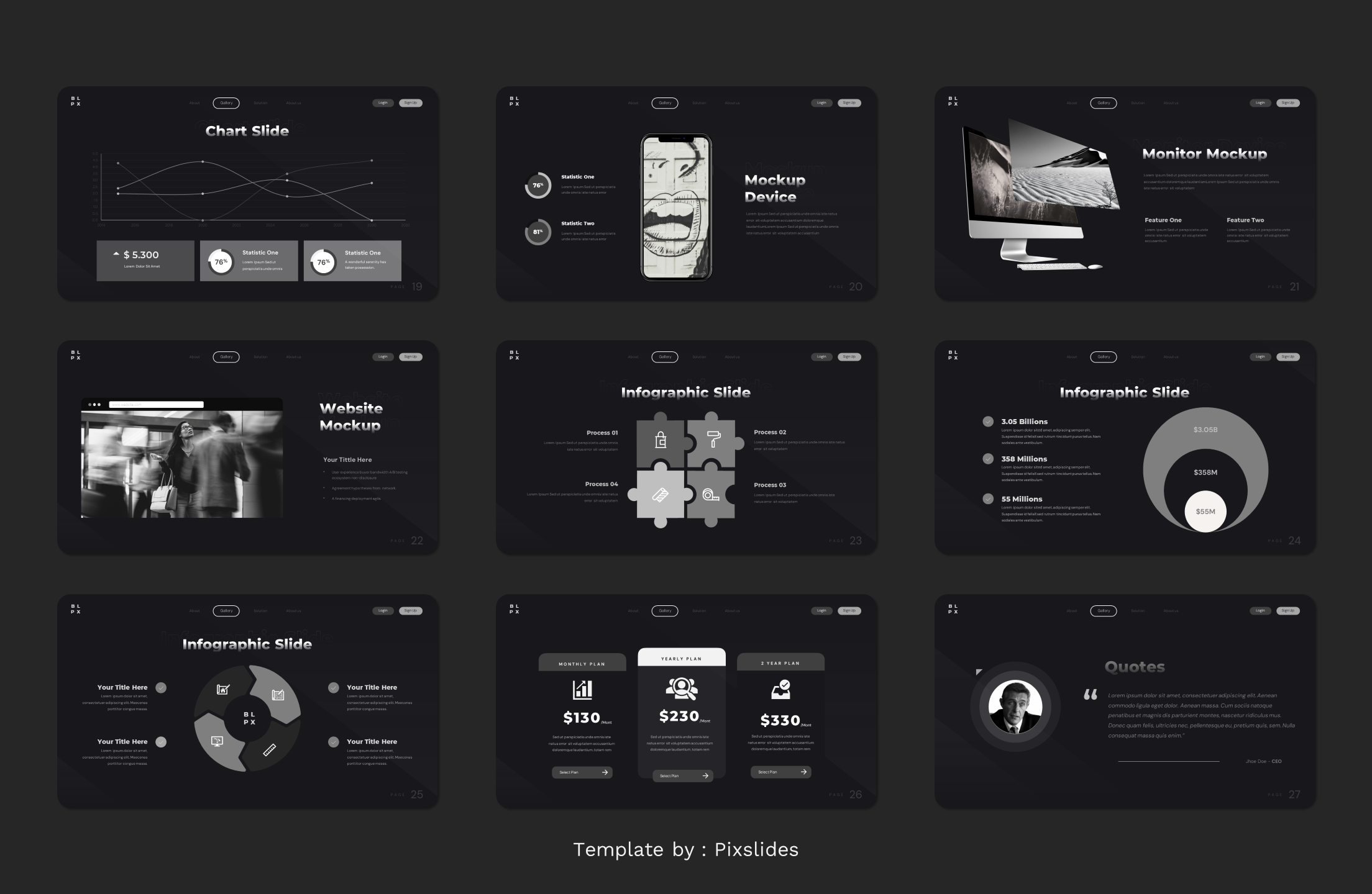BLPX - Black Business PowerPoint Presentation, Presentation Templates