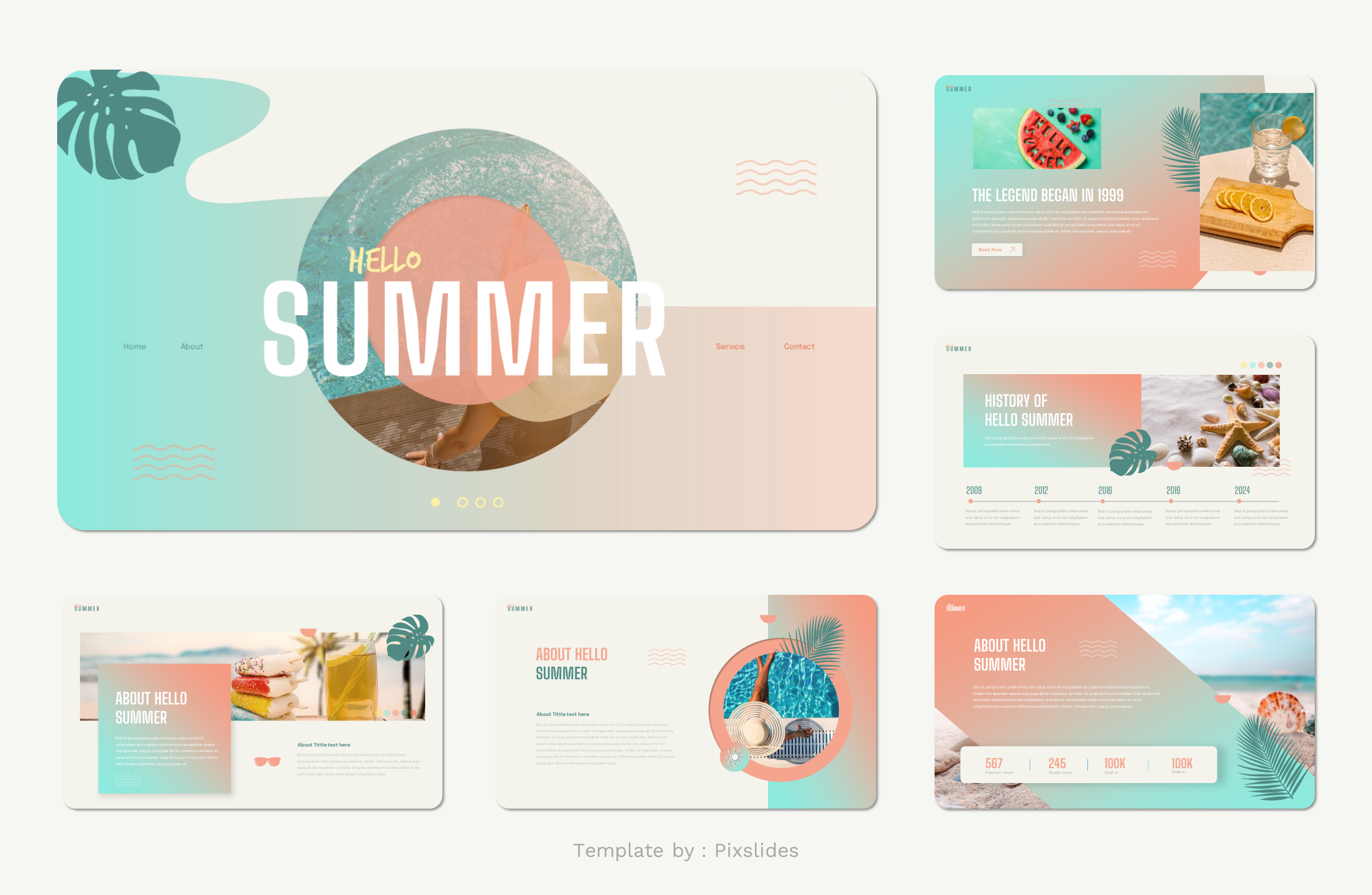 Hello Summer PowerPoint Presentation Template, Presentation Templates