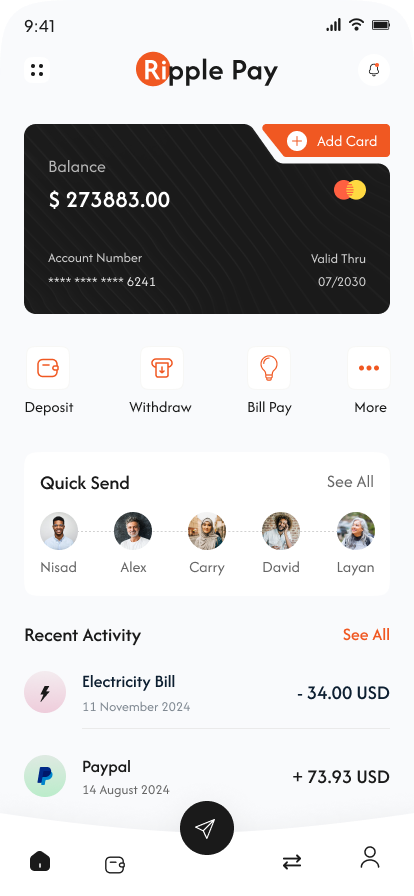 Ripple Pay - Digital Wallet Mobile App Figma Template by binary-vines