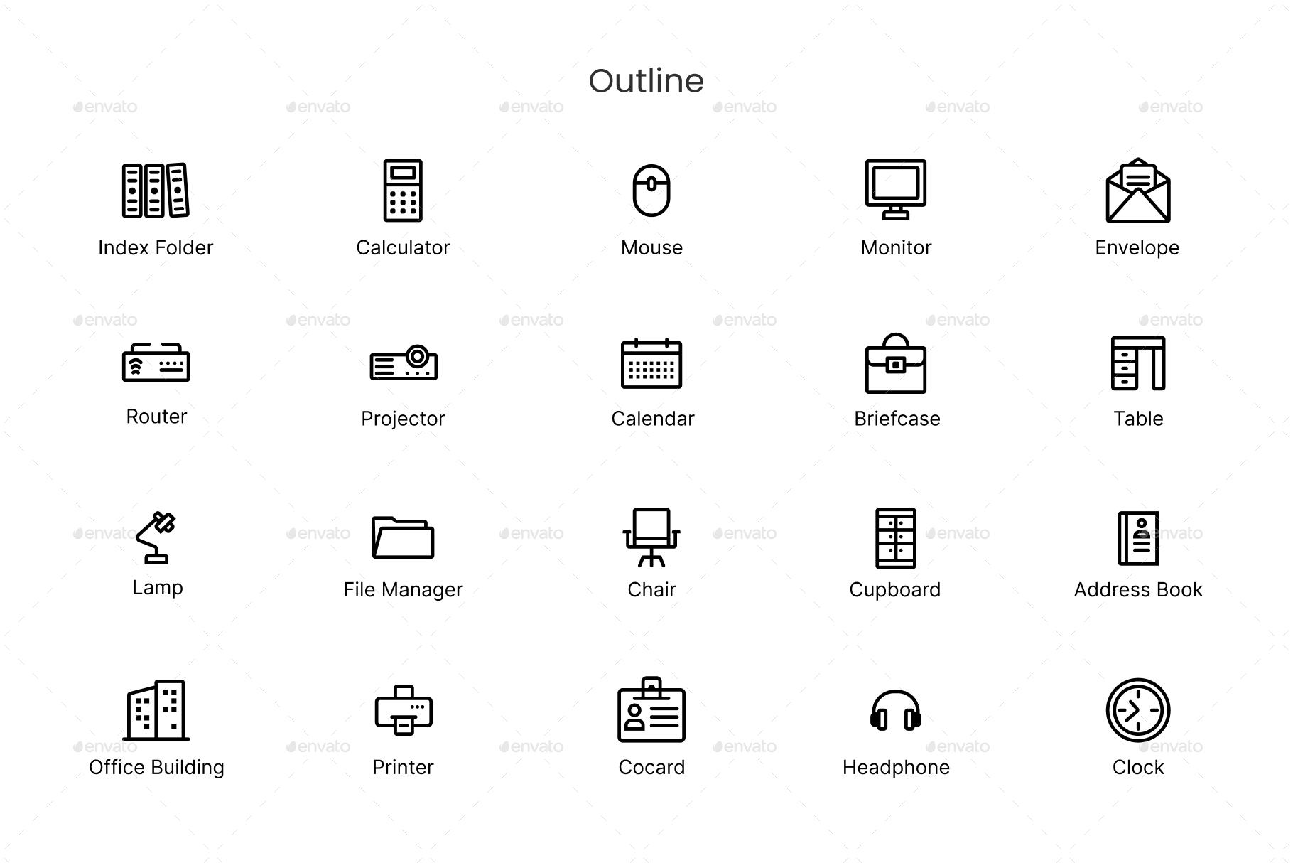 Graphoffice - Office Minimalist Icon Pack, Icons | GraphicRiver