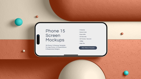 iPhone 15 Screen Mockups Template, After Effects Project Files | VideoHive