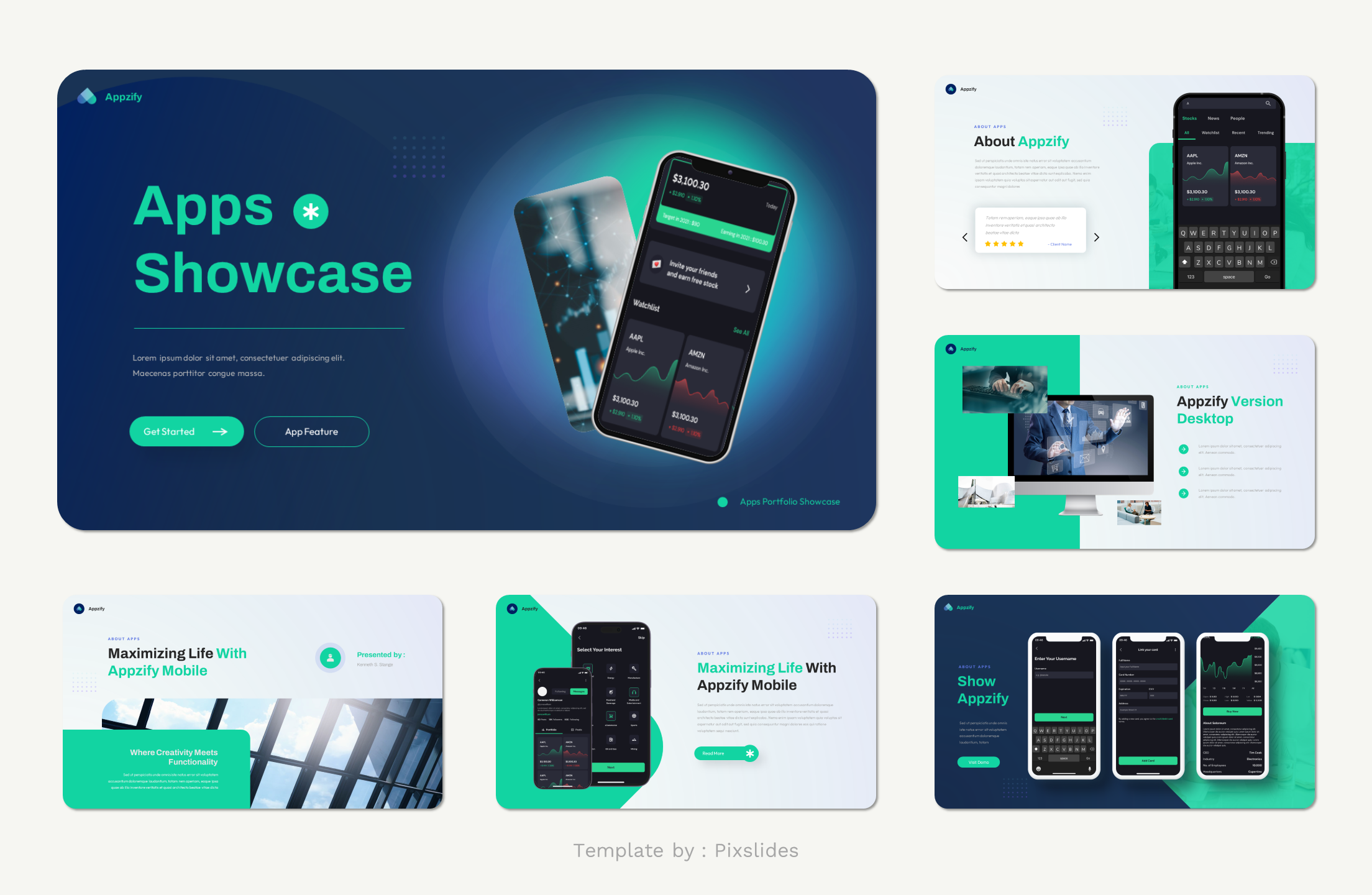 Appzify - App Portfolio Powerpoint Showcase Presentation, Presentation ...
