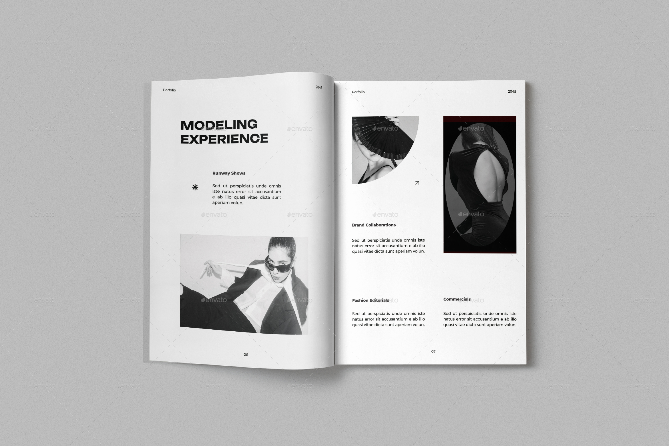Monochrome Fashion Modeling Portfolio, Print Templates | GraphicRiver