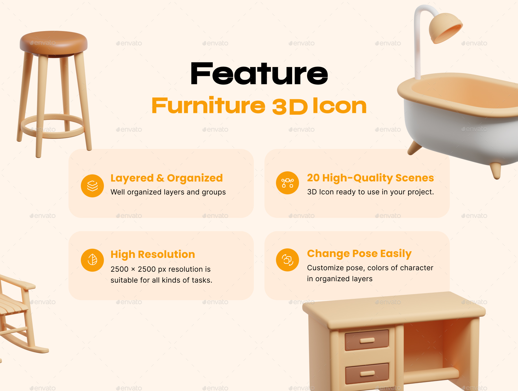Furniture 3D Icon, Graphics | GraphicRiver
