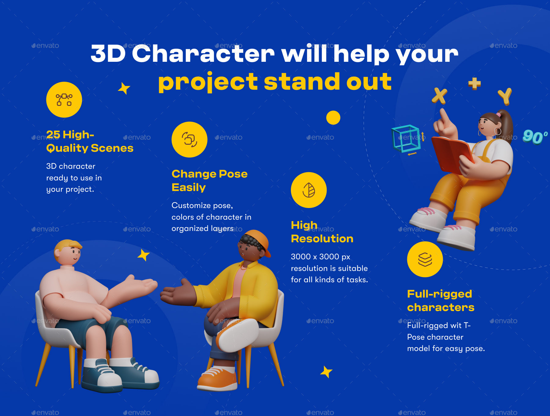 Student Activity 3D Characters, Graphics | GraphicRiver