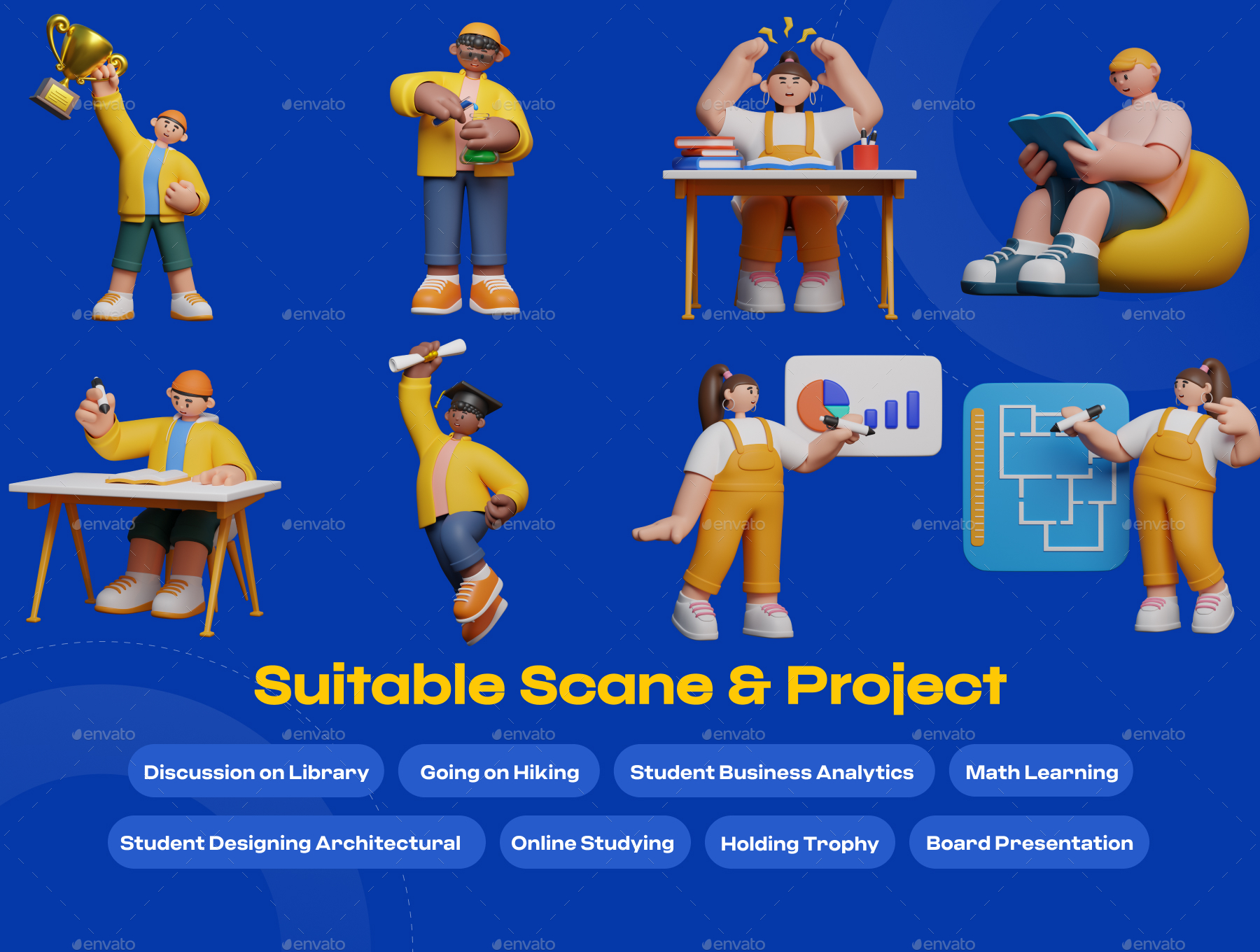 Student Activity 3D Characters, Graphics | GraphicRiver