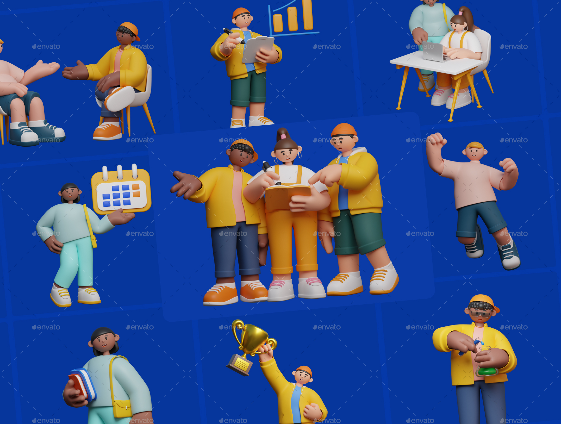 Student Activity 3D Characters, Graphics | GraphicRiver