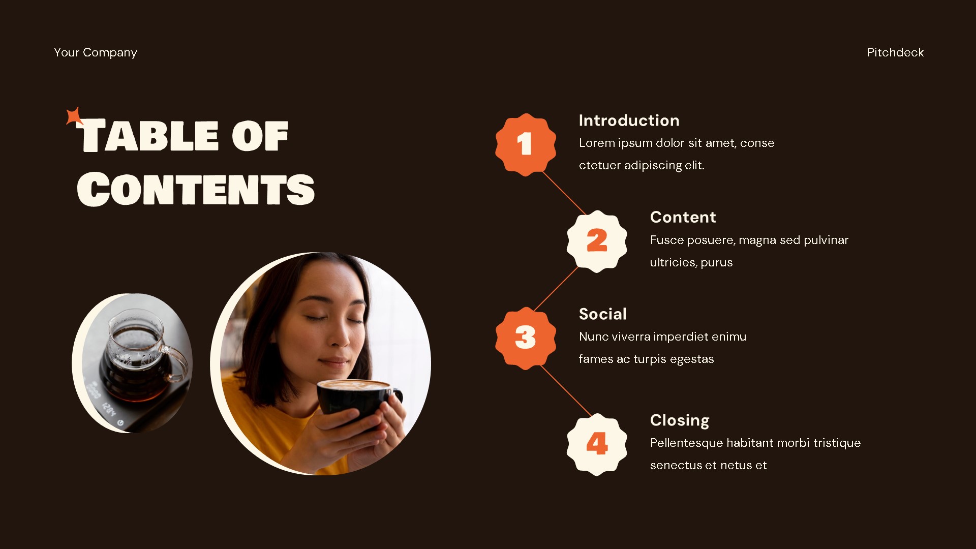 Brown Orange Creative Coffee Shop Pitch Deck Powerpoint Presentation ...