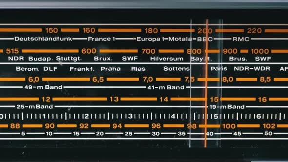 Tuning Analog Scale of the Retro Radio with the Names of Cities, Radio ...